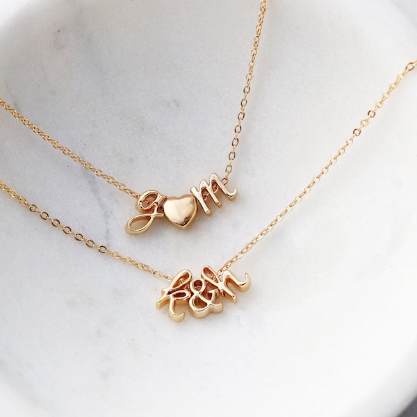 Script Initial Necklace - Etsy
