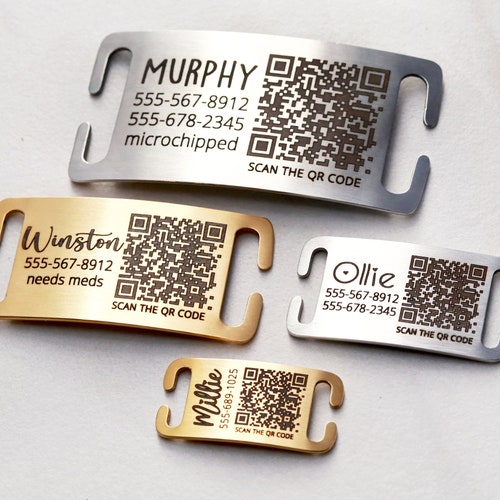 QR Code Pet Tag Scannable Pet Tag Digital ID Tag Custom - Etsy