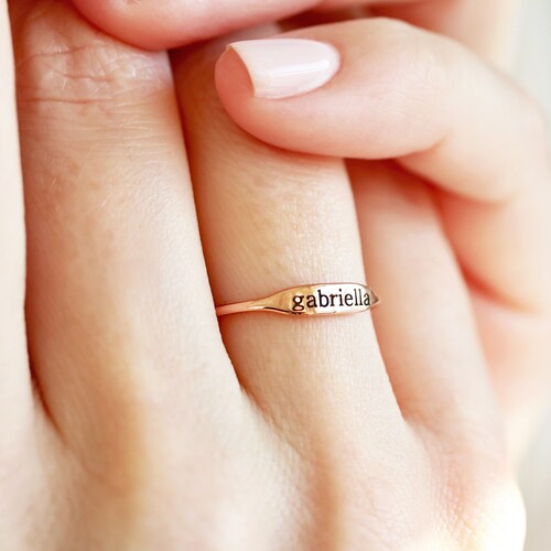 Personalized Bar Ring Name Ring Initial Ring Stacking - Etsy