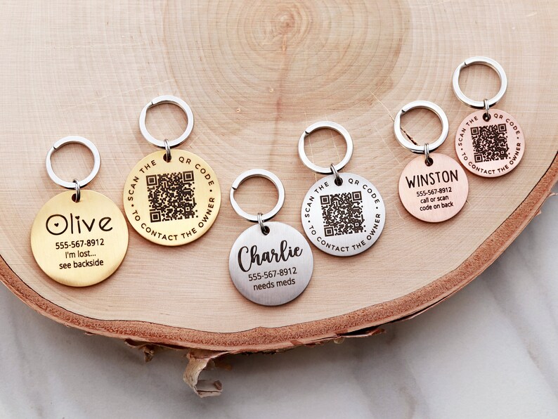 QR Code Pet Tag Scannable Pet Tag Digital ID Tag Custom - Etsy