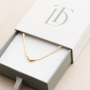 Herringbone Heart Necklace - Valentines Gift 14k Gold Heart Necklace ...