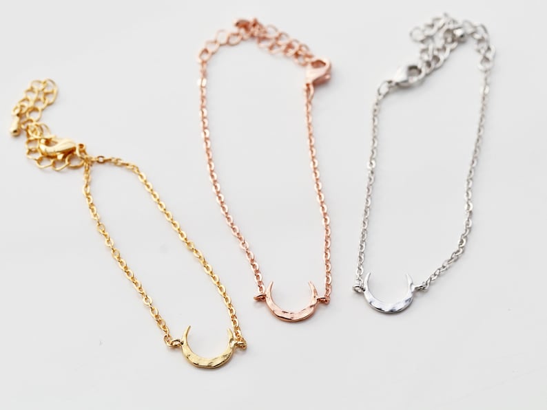 Dainty Moon Bracelet • Delicate Bracelet • Bracelet Femme • Wedding ...