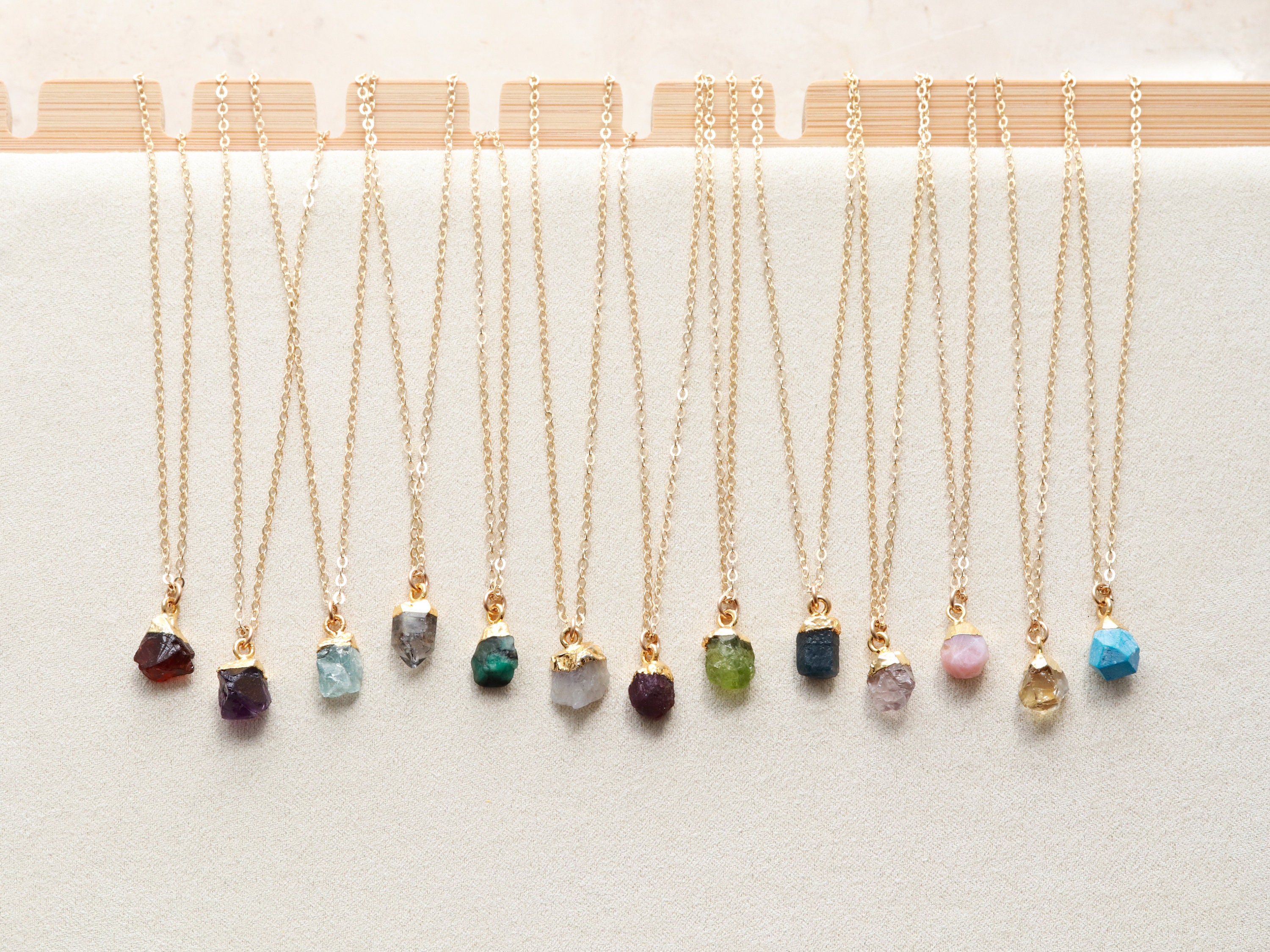 Birthstone Necklace Handmade Jewelry Gemstone Necklace Natural Gemstone Raw Gemstone Birthstone Jewelry Emerald Sapphire Ruby GM1