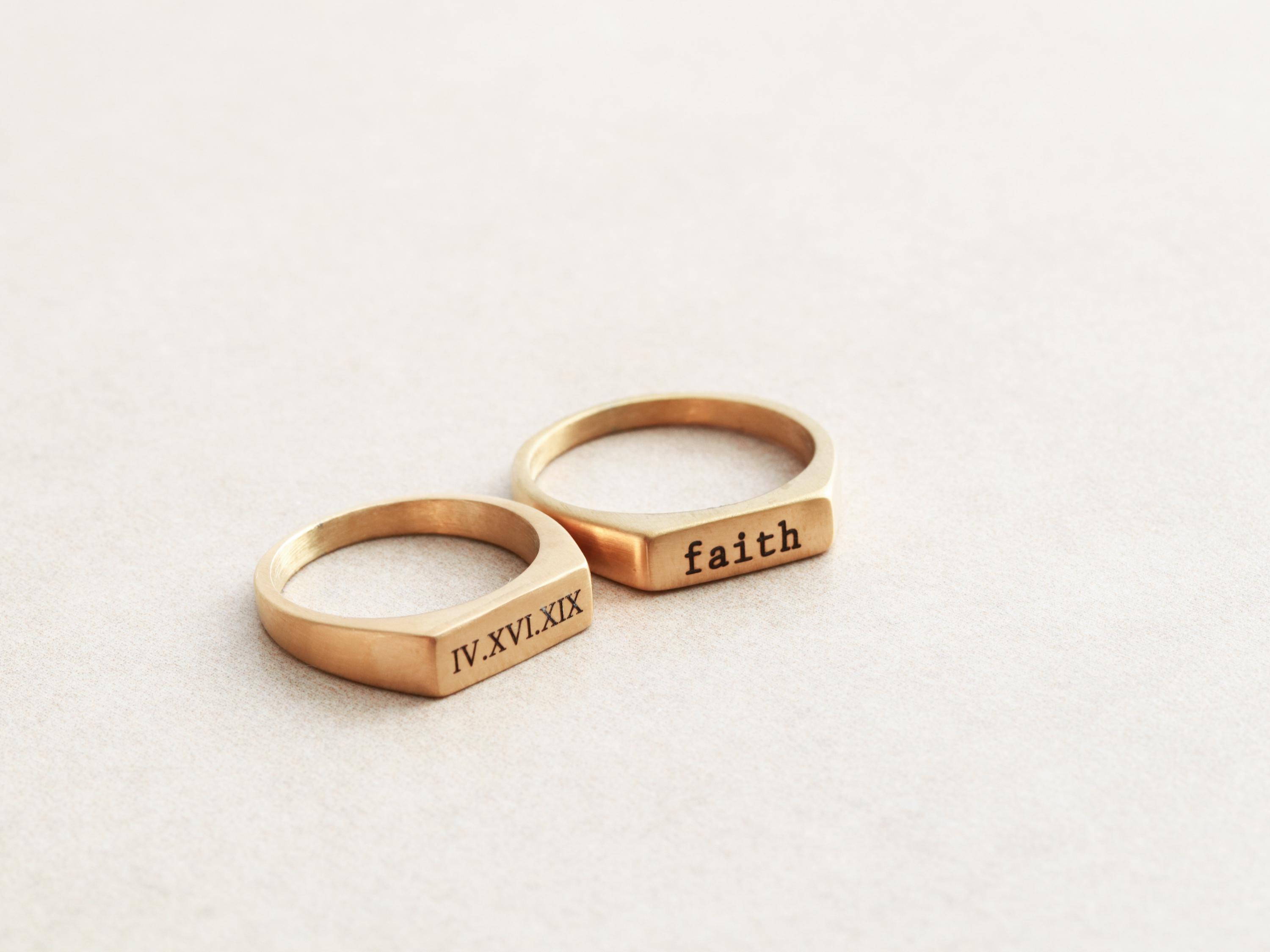 Signet Bar Ring - Name Ring, Personalized Ring, Custom Stacking Ring ...