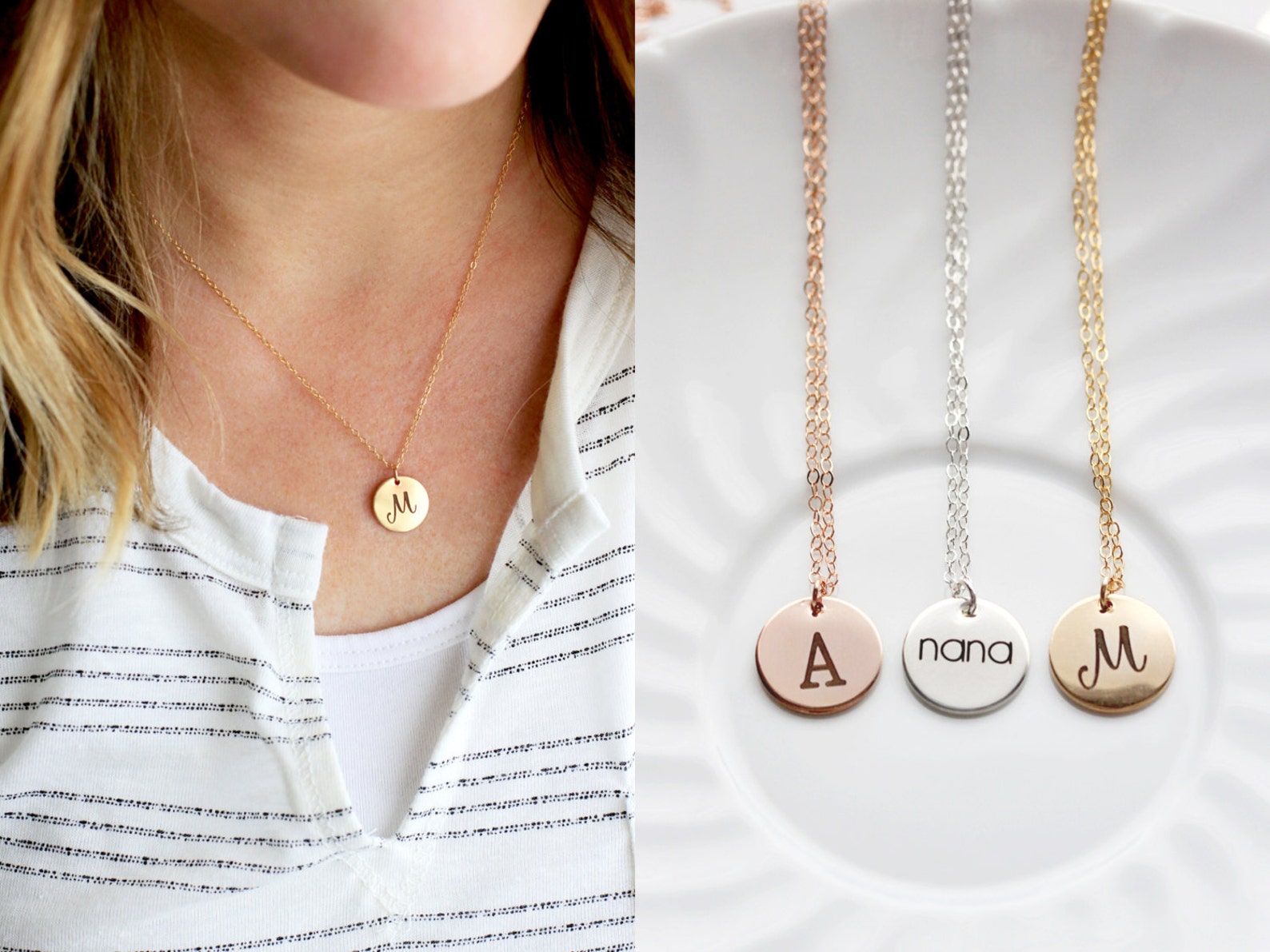 Initial Necklace / Monogram Necklace / Letter Necklace / | Etsy