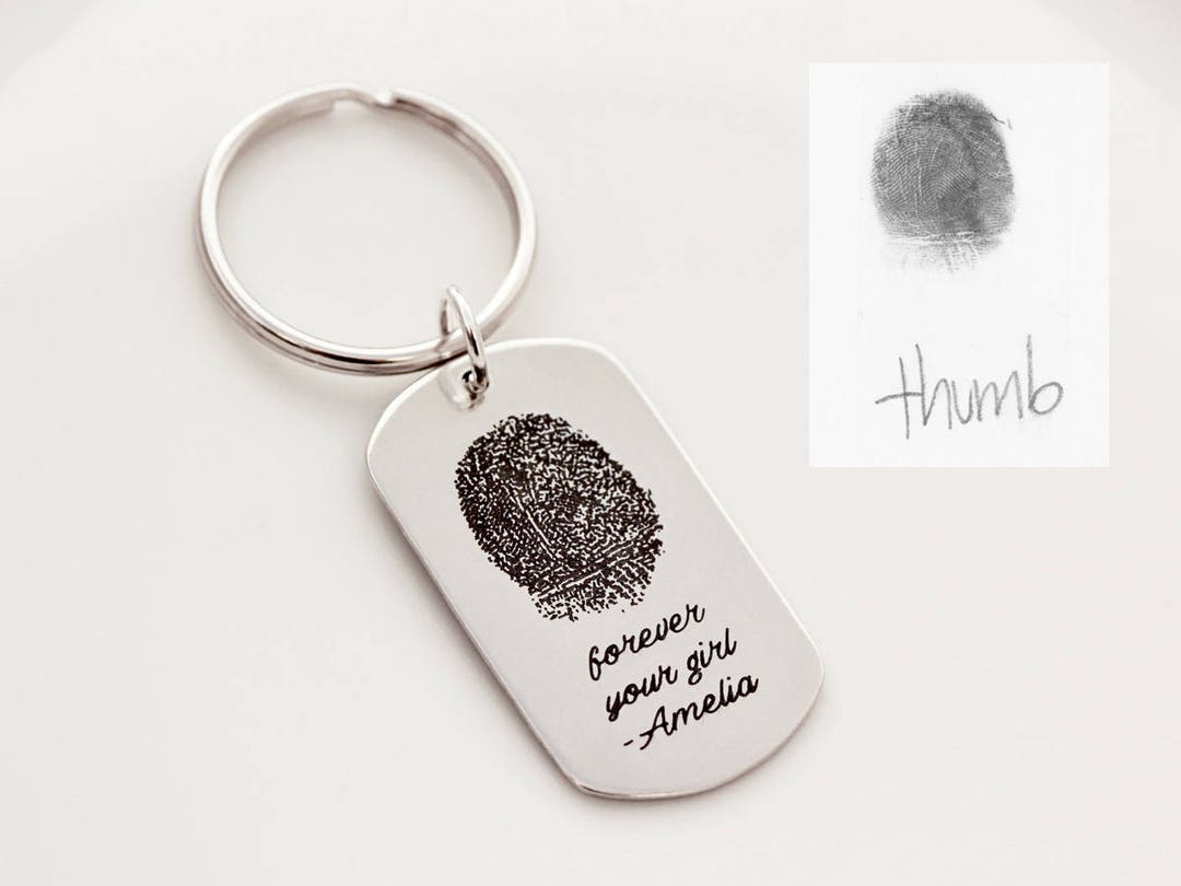 Fingerprint Keychain • Fingerprint Jewelry • Silver Fingerprint ...