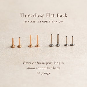 Ball Flat Back Stud - Titanium Earrings, Threadless Push Pin Earrings ...