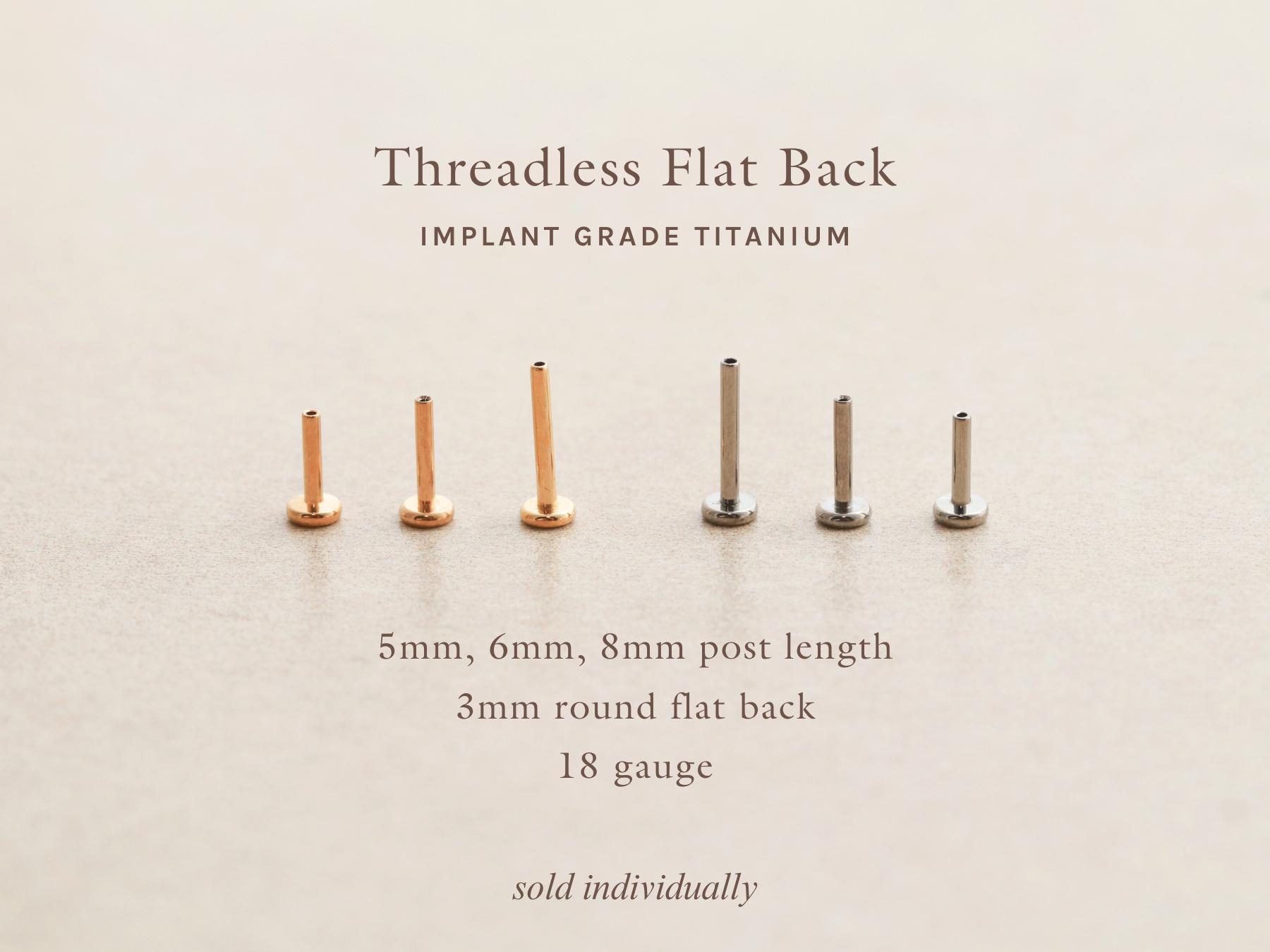 Starburst Threadless Flat Back Earring – Titanium Flat Back Stud ...