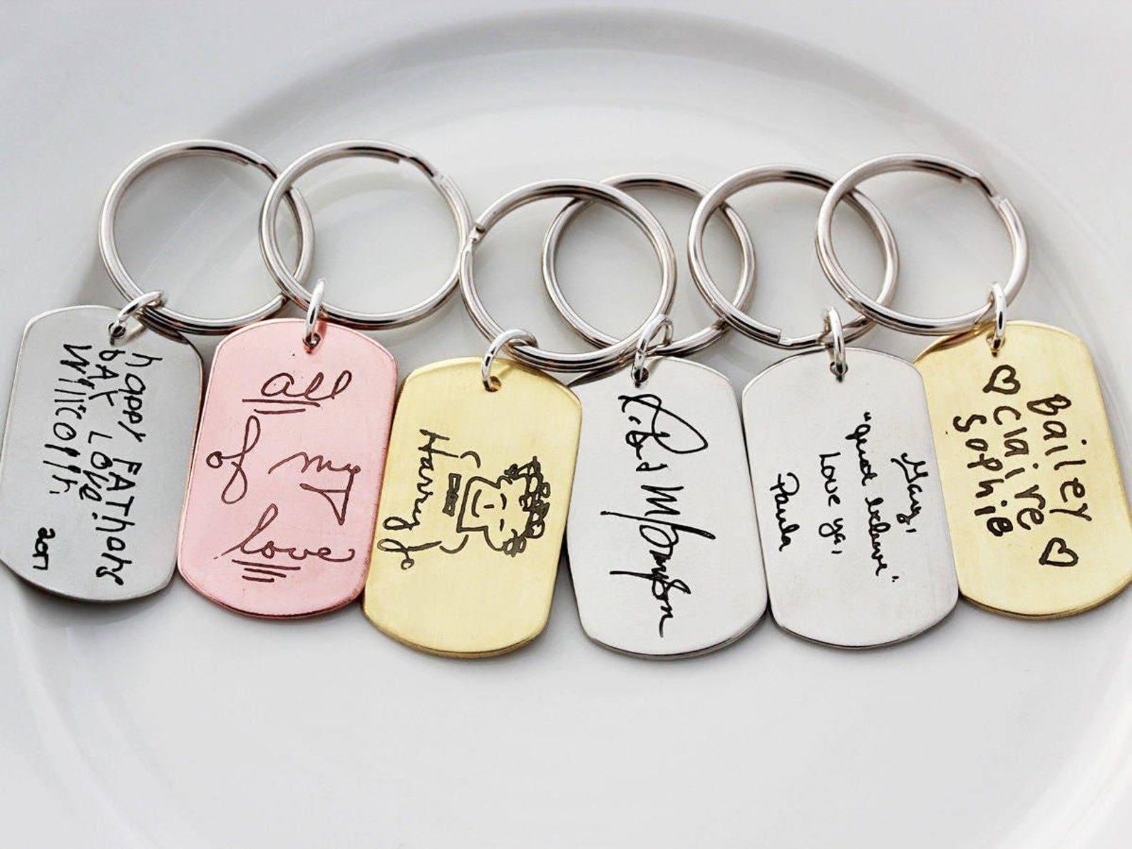 Handwriting Keychain - Signature Keychain, Custom Handwriting Keychain ...