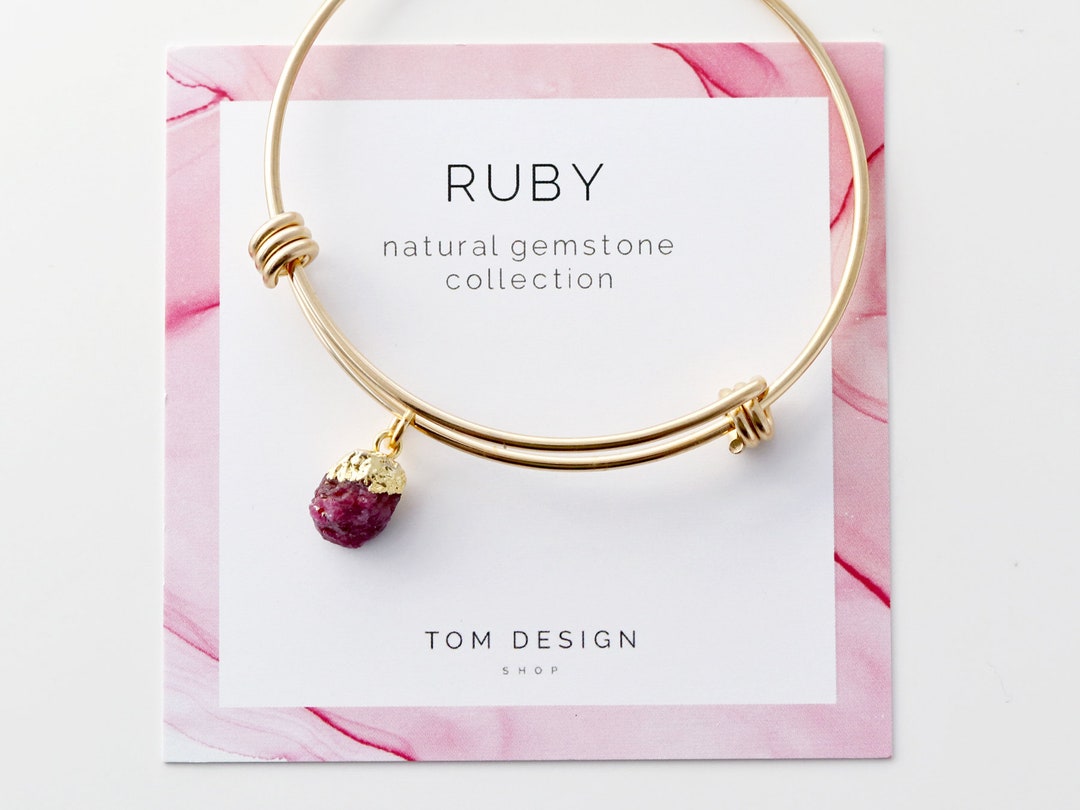 Ruby Bracelet • Ruby Bangle Bracelet • Natural Ruby • July Birthday ...