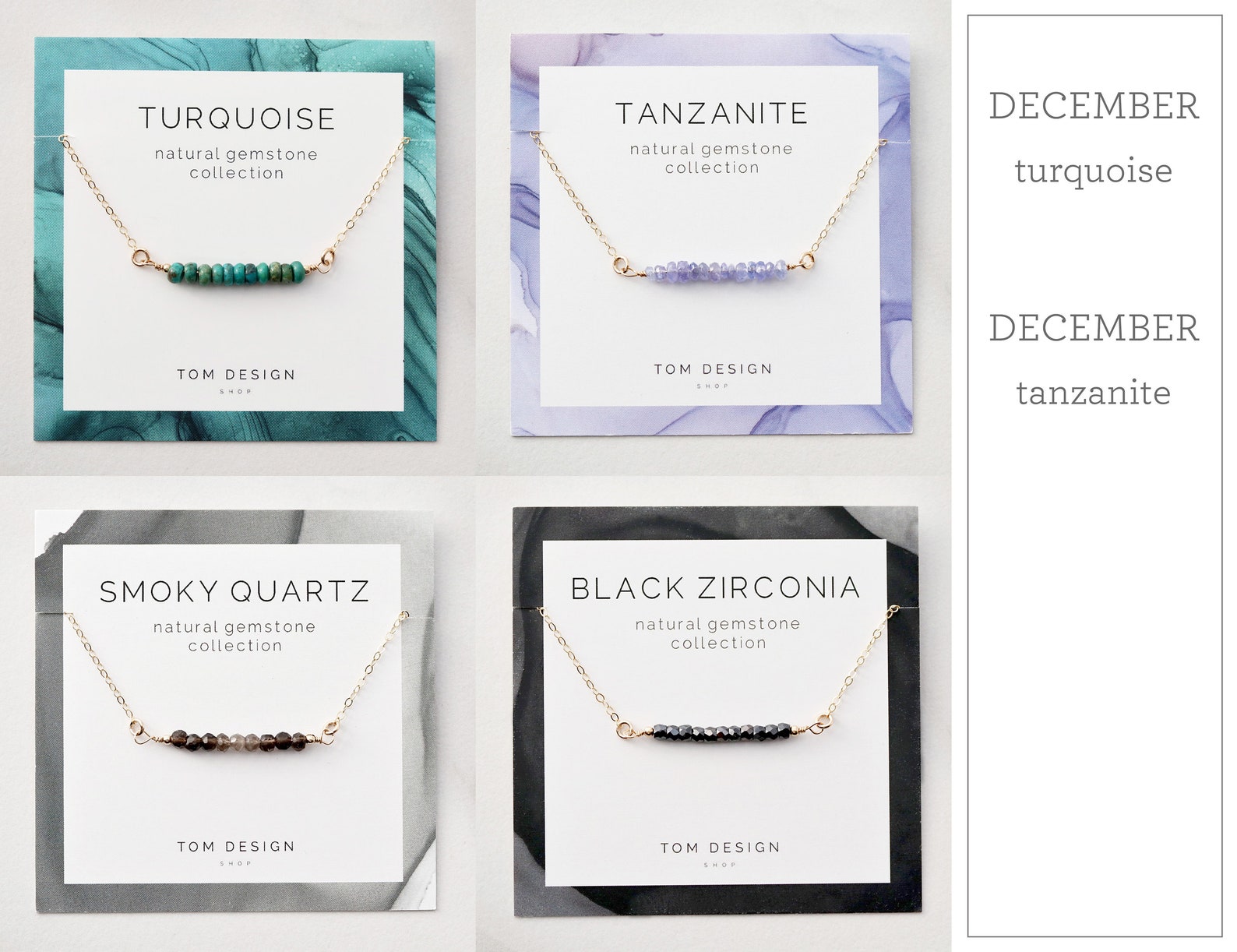 Gemstone Bar Necklace Birthstone Necklace Dainty Gemstone Necklace ...