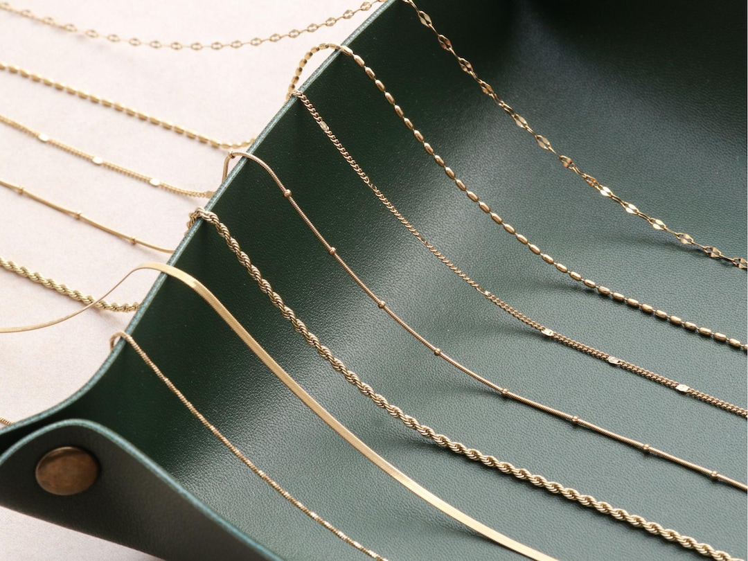 Gold Chain Necklace - Layering Necklace, Rope Chain, Satellite, Snake ...