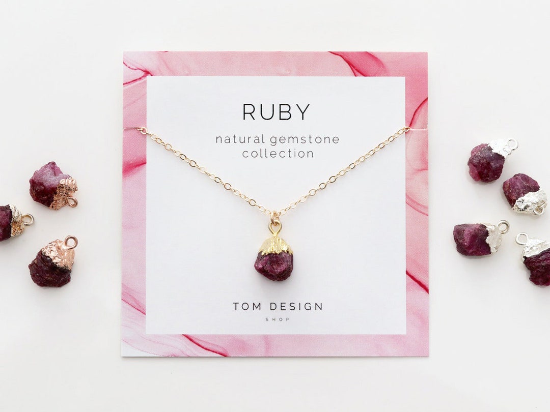 Ruby Necklace • Natural Ruby Gemstone Necklace • July Birthstone • July ...