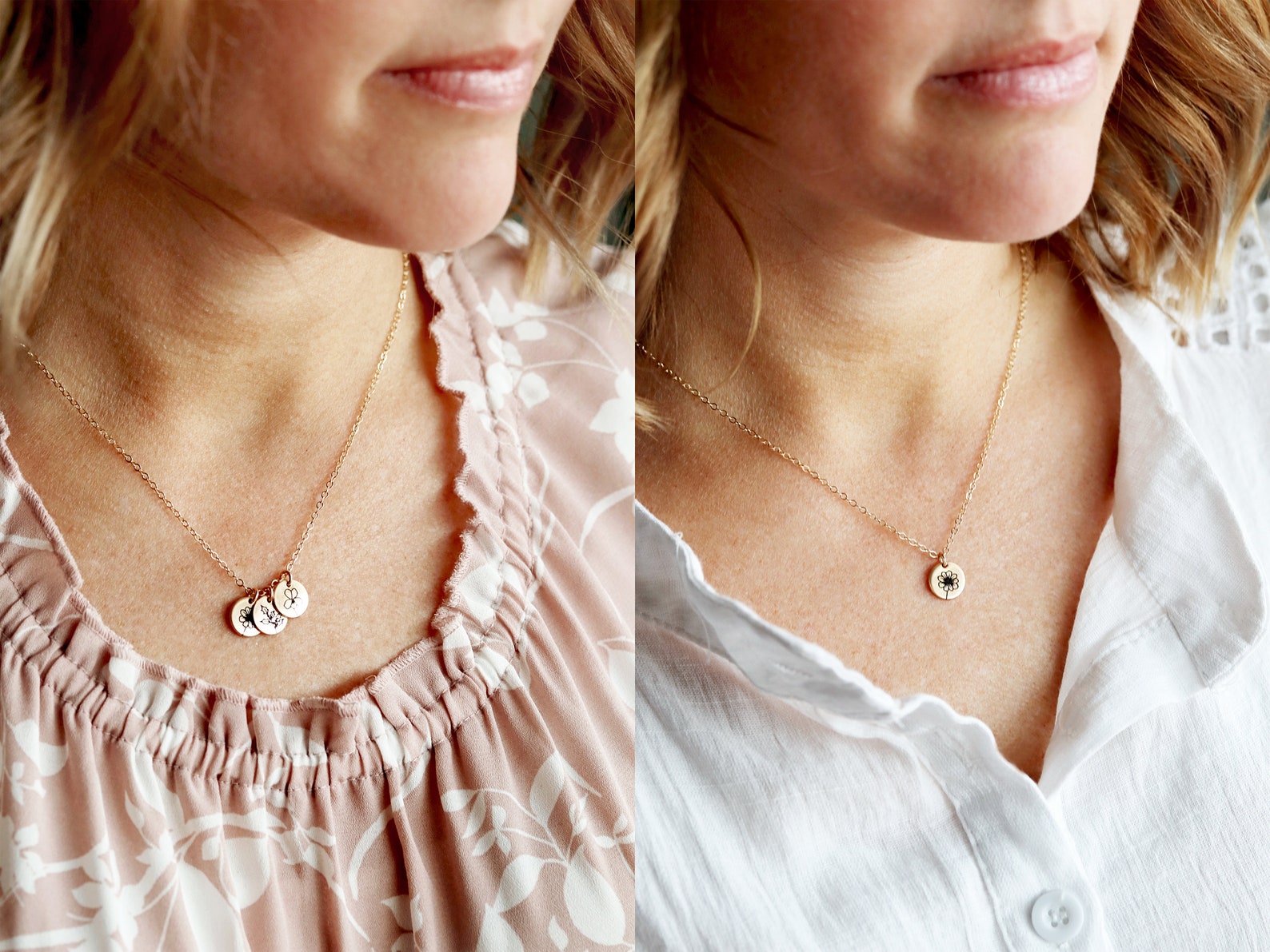 Personalized Birth Flower Necklace / Birth Month Mom Necklace | Etsy