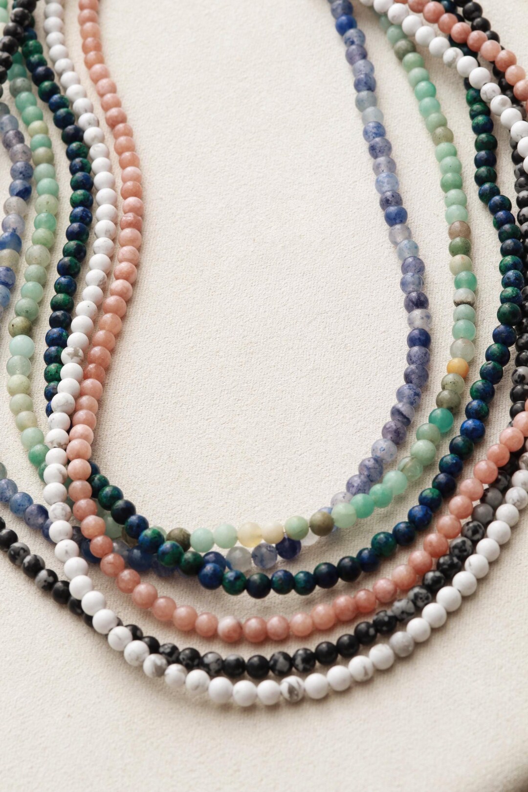 Beaded Stone Necklaces, Layering Gemstone Necklace, Turquoise Black ...