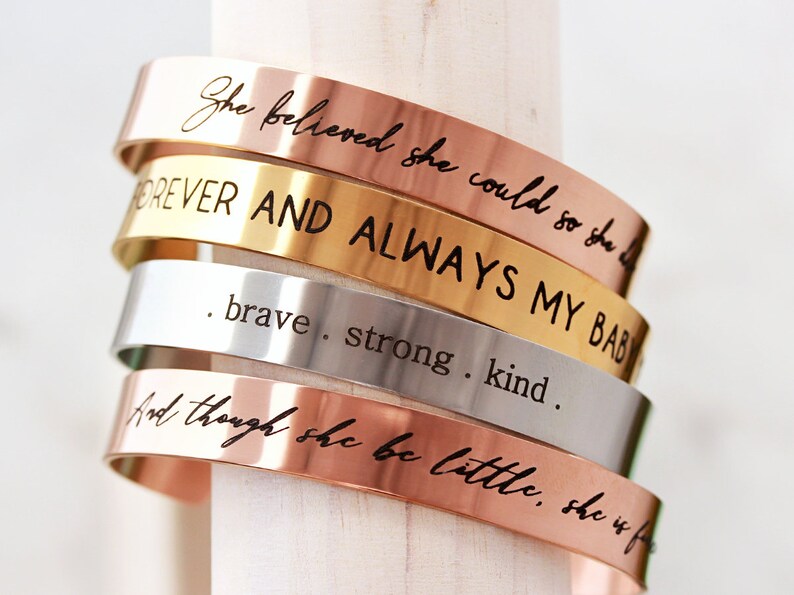 Engraved Bracelet / Personalized Bracelet / Engraved Cuff / | Etsy
