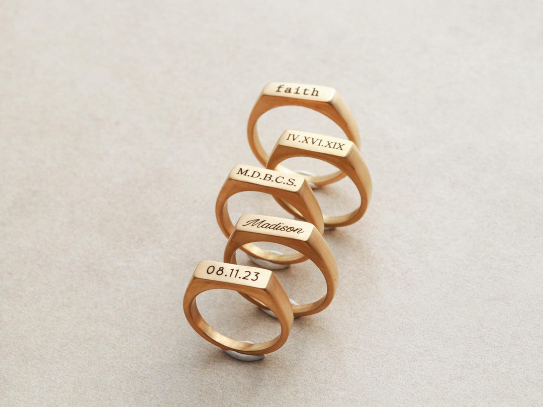 Signet Bar Ring - Name Ring, Personalized Ring, Custom Stacking Ring ...