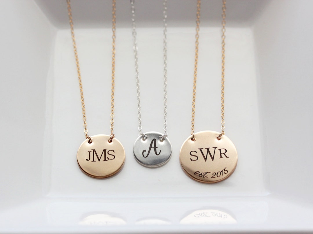 Disc Necklace • Monogram Necklace • Initial Necklace • Name Necklace ...