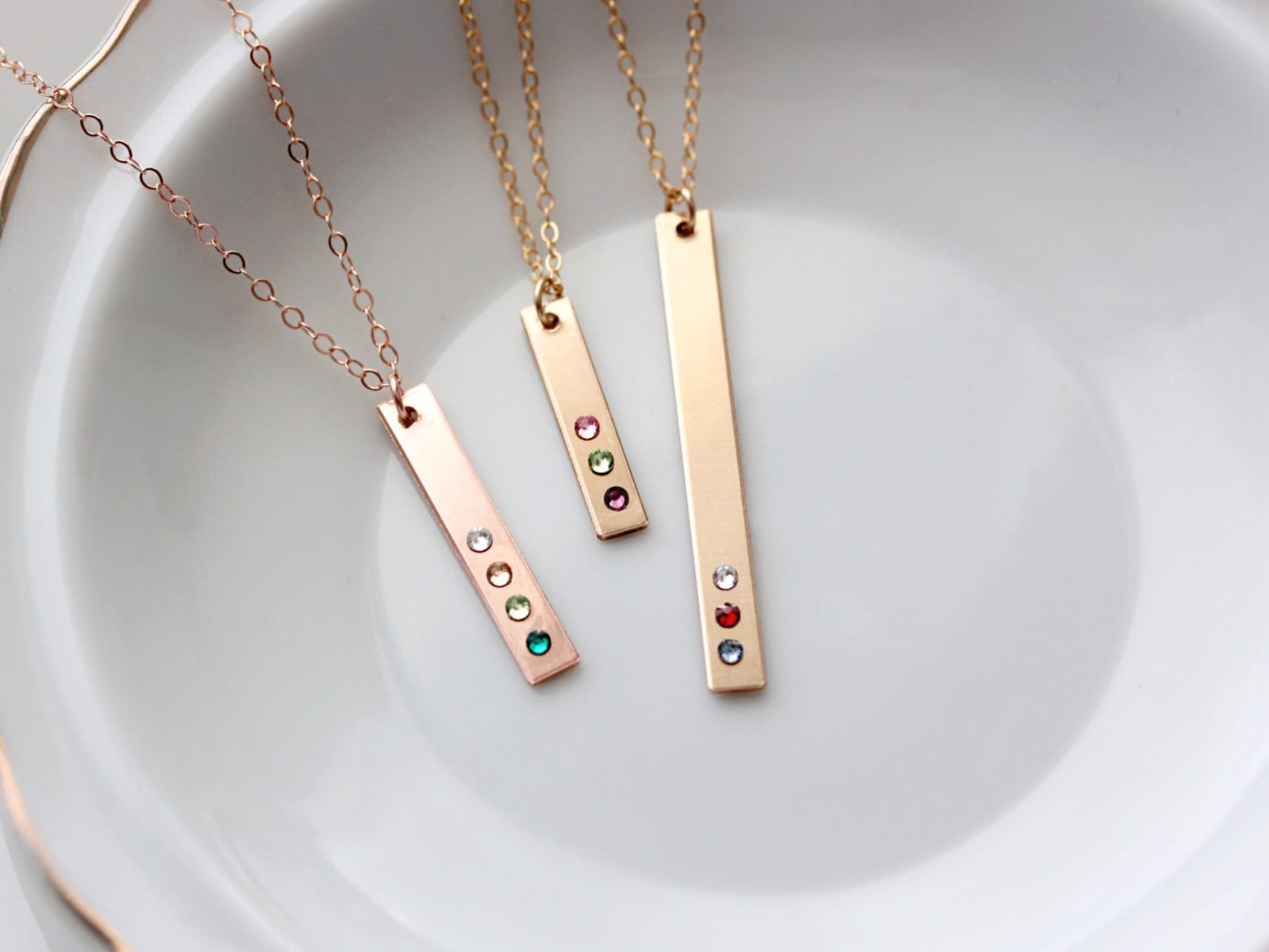 Birthstone Necklace • Birthstone Jewelry • Gold Bar Necklace • Silver ...