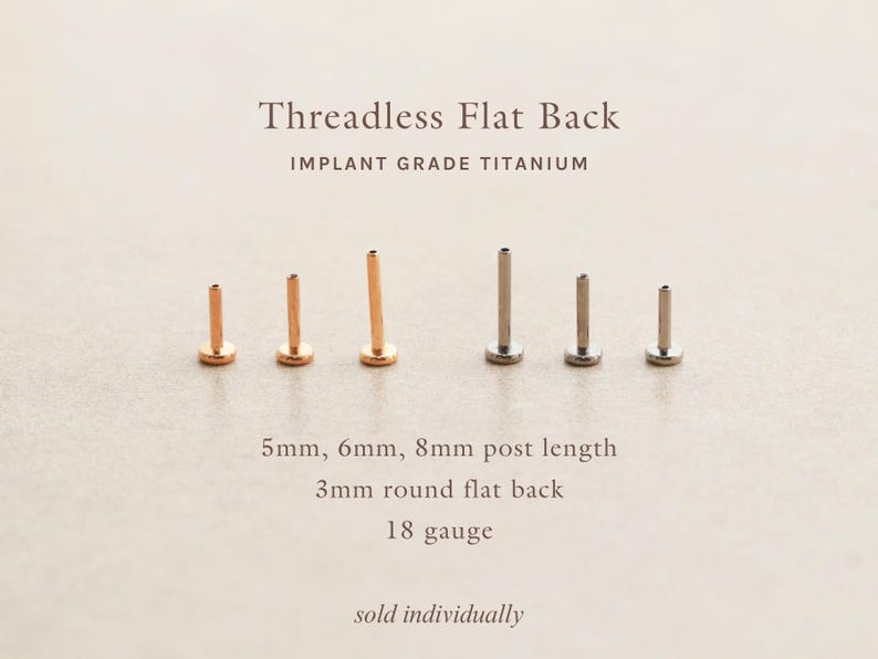 CZ Bezel Flat Back Stud - Titanium Earrings, Threadless Push Pin ...