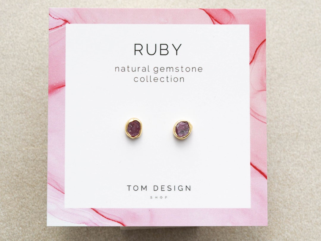 Ruby Stud Earrings • Ruby Post Earrings • Ruby Gemstone • July Birthday ...