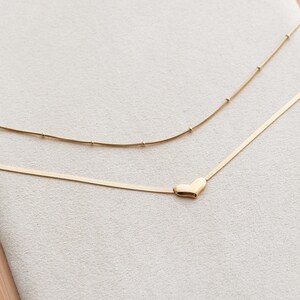 Herringbone Heart Necklace - Valentines Gift 14k Gold Heart Necklace ...