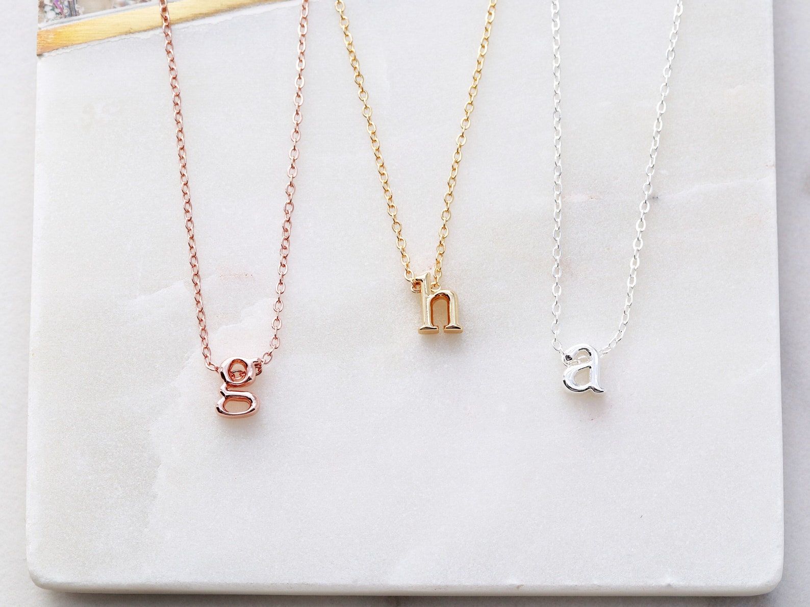 Lowercase Initial Necklace Silver Gold Rose Gold Custom - Etsy