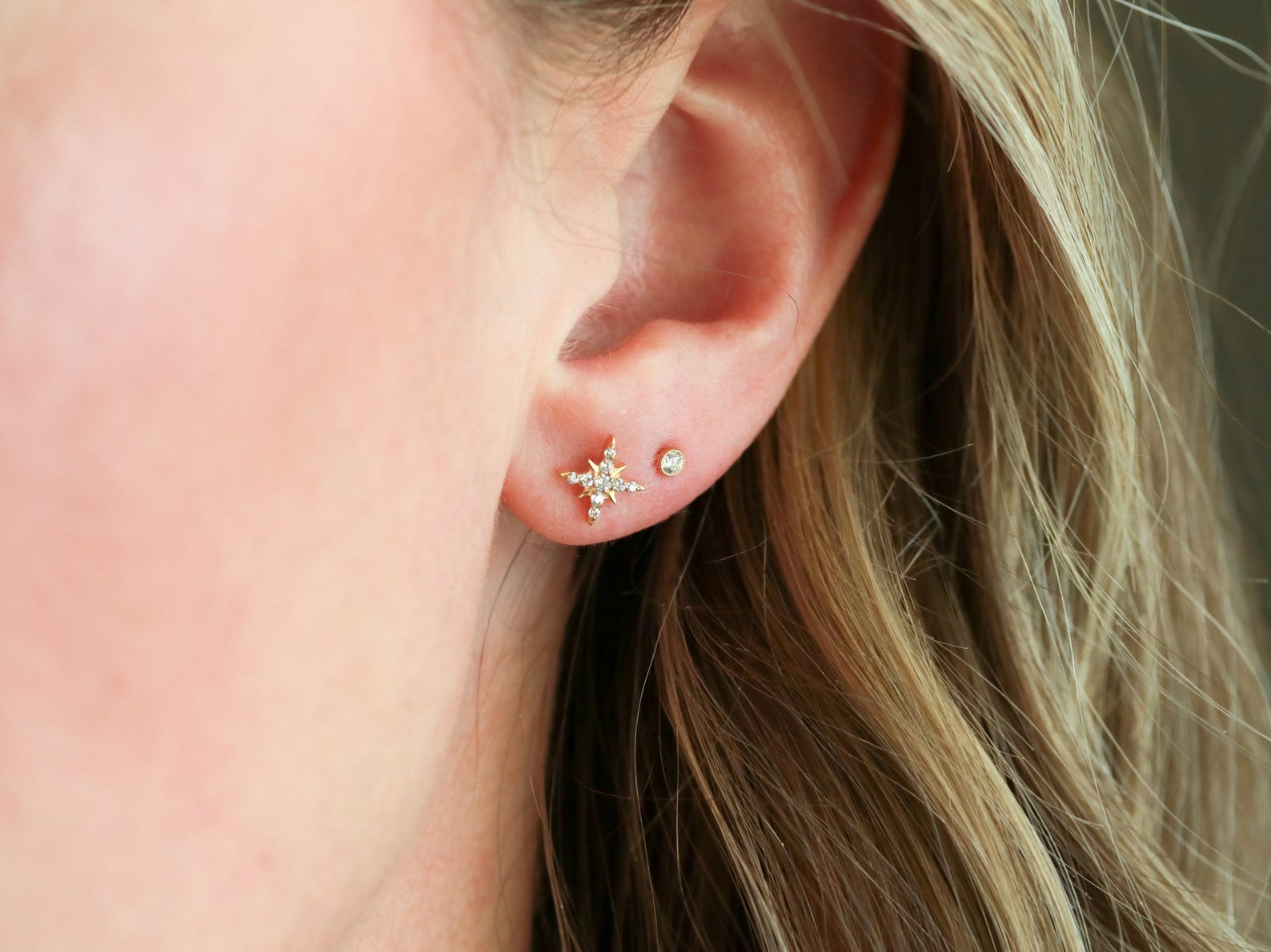 Starburst Threadless Flat Back Earring – Titanium Flat Back Stud ...