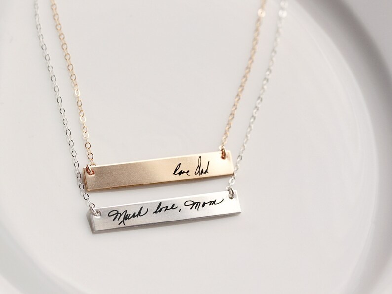 Handwriting Necklace Custom Engraved Handwriting Necklace - Etsy