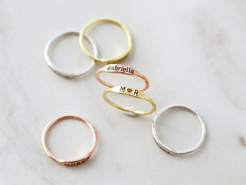 Personalized Bar Ring • Name Ring • Initial Ring • Stacking Ring ...