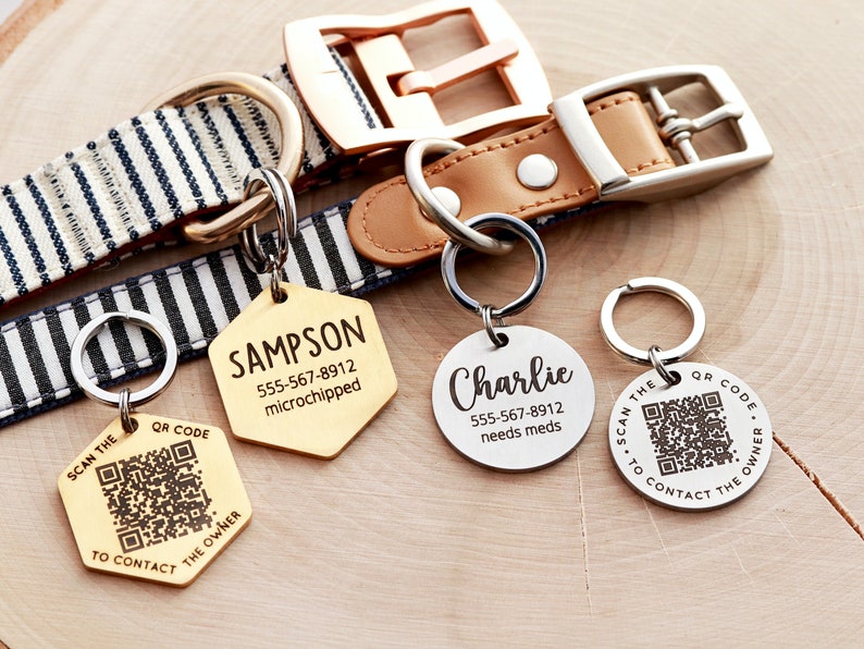 QR Code Pet Tag Scannable Pet Tag Digital ID Tag Custom - Etsy
