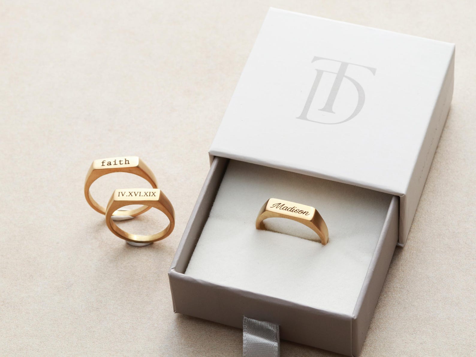 Signet Bar Ring - Name Ring, Personalized Ring, Custom Stacking Ring ...