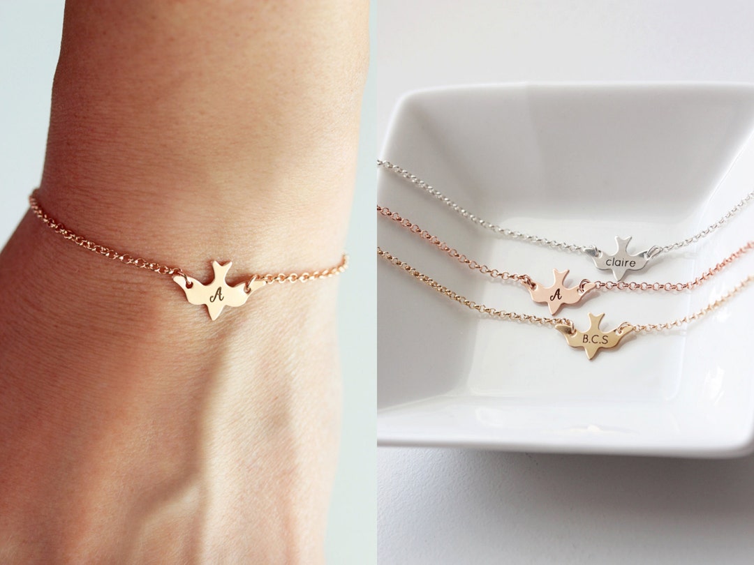 Engraved Bird Bracelet - Custom Bird Personalized Gift for Her, Gift ...