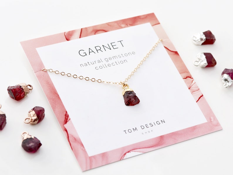 Garnet Necklace • Natural Garnet Gemstone Necklace • January Birthstone ...