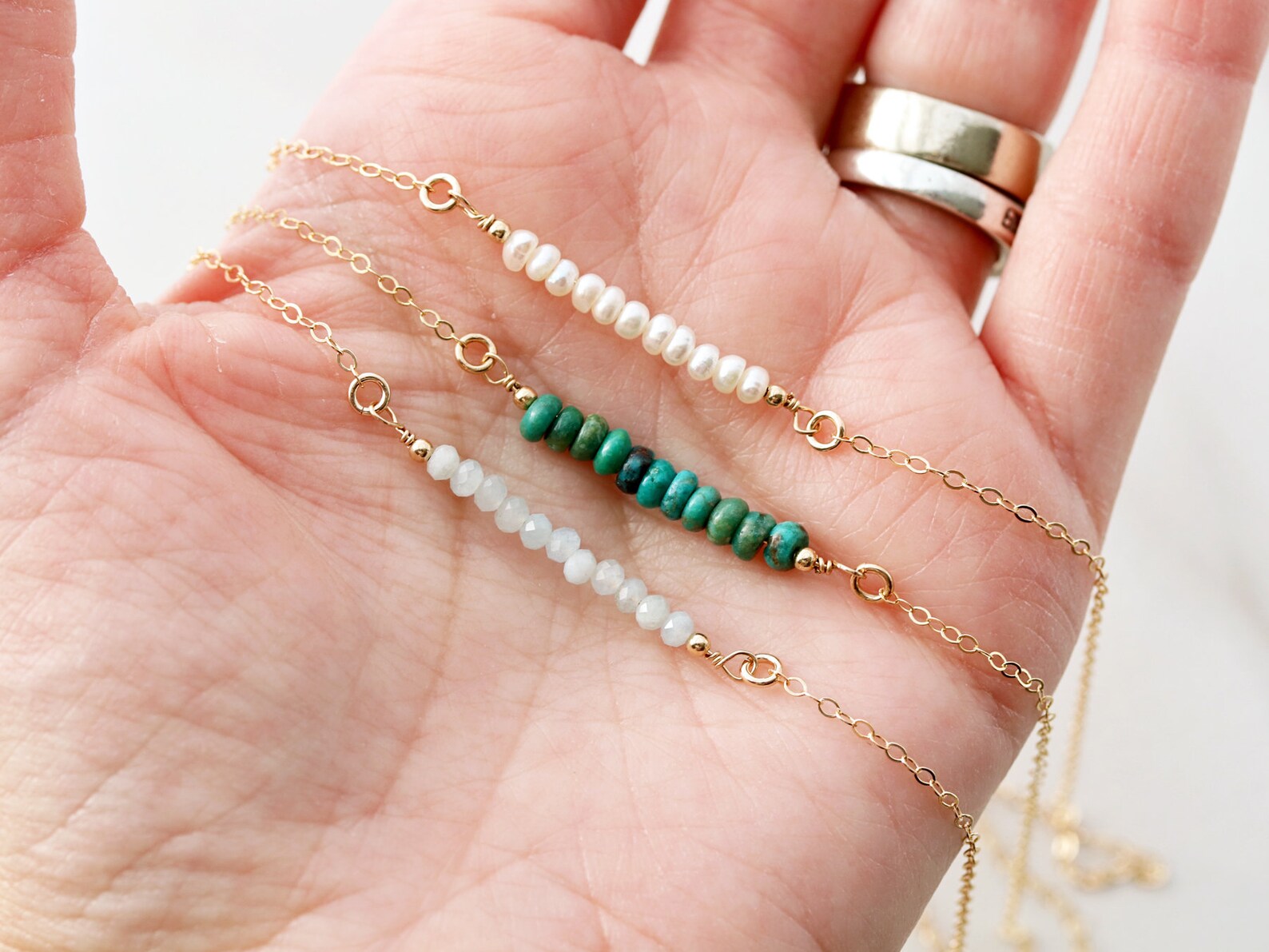 Gemstone Bar Necklace • Birthstone Necklace • Dainty Gemstone Necklace ...