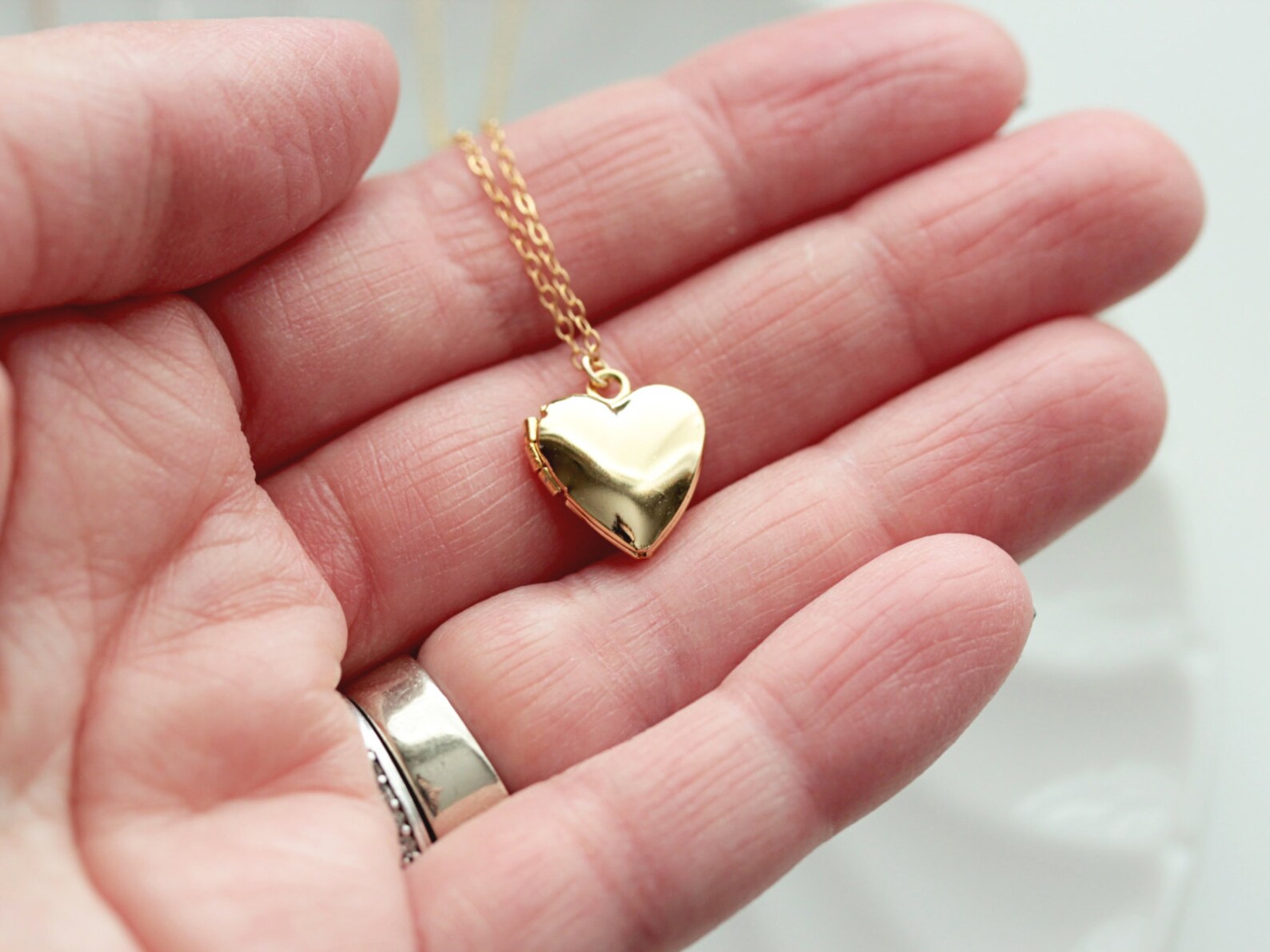 Heart Locket Necklace Solid HEART Locket Necklace Gift for | Etsy