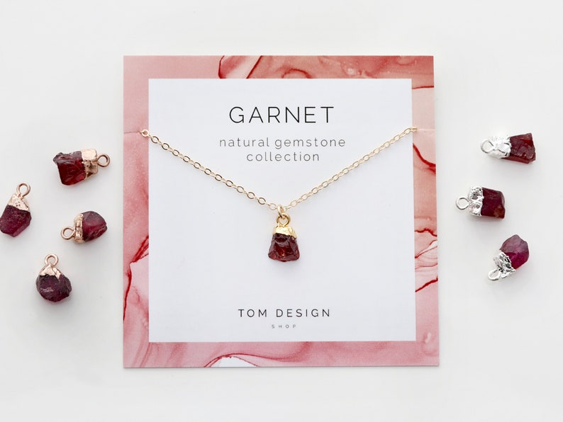 Garnet Necklace • Natural Garnet Gemstone Necklace • January Birthstone ...