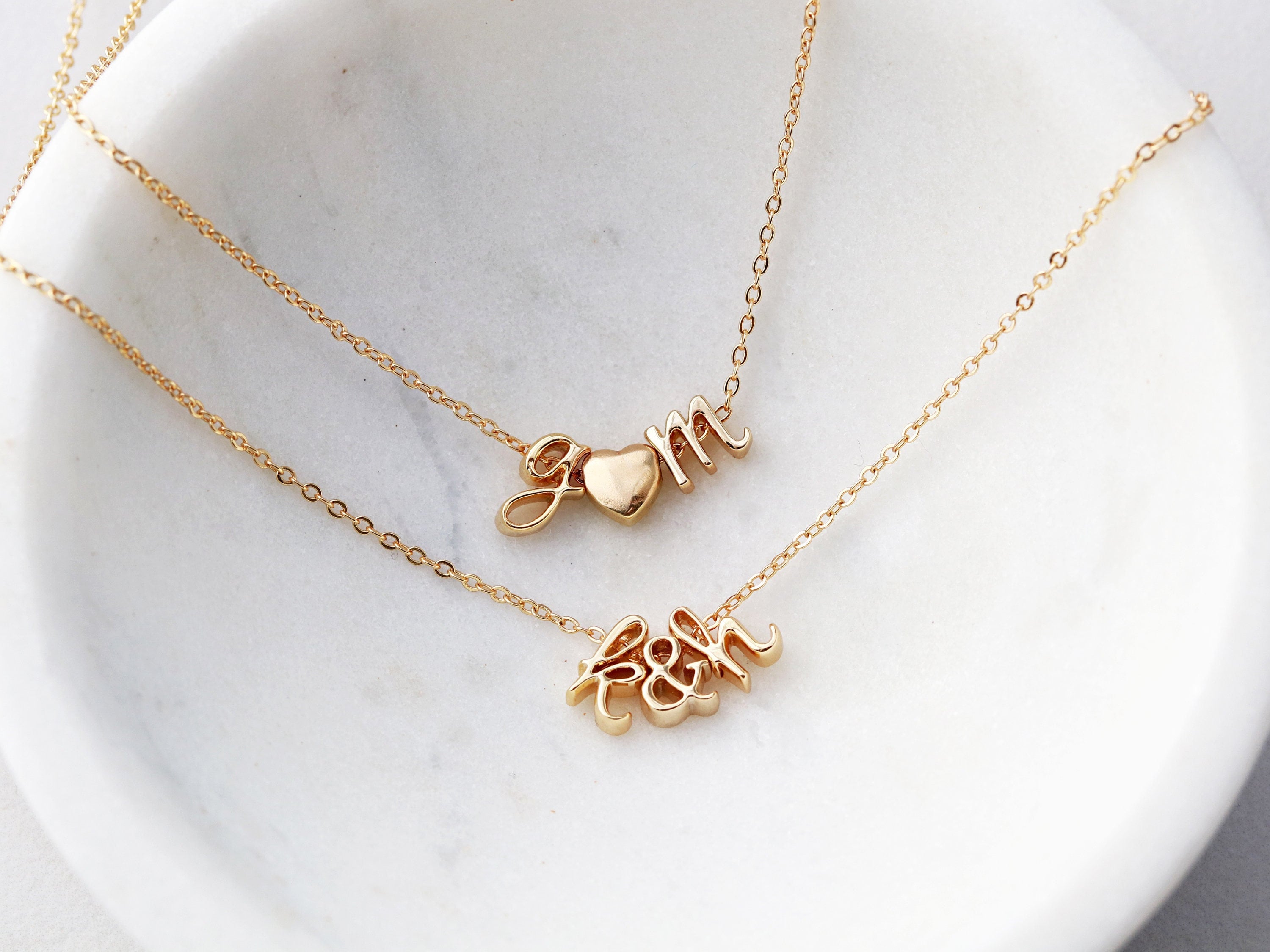 Inital Necklace Cursive - Etsy