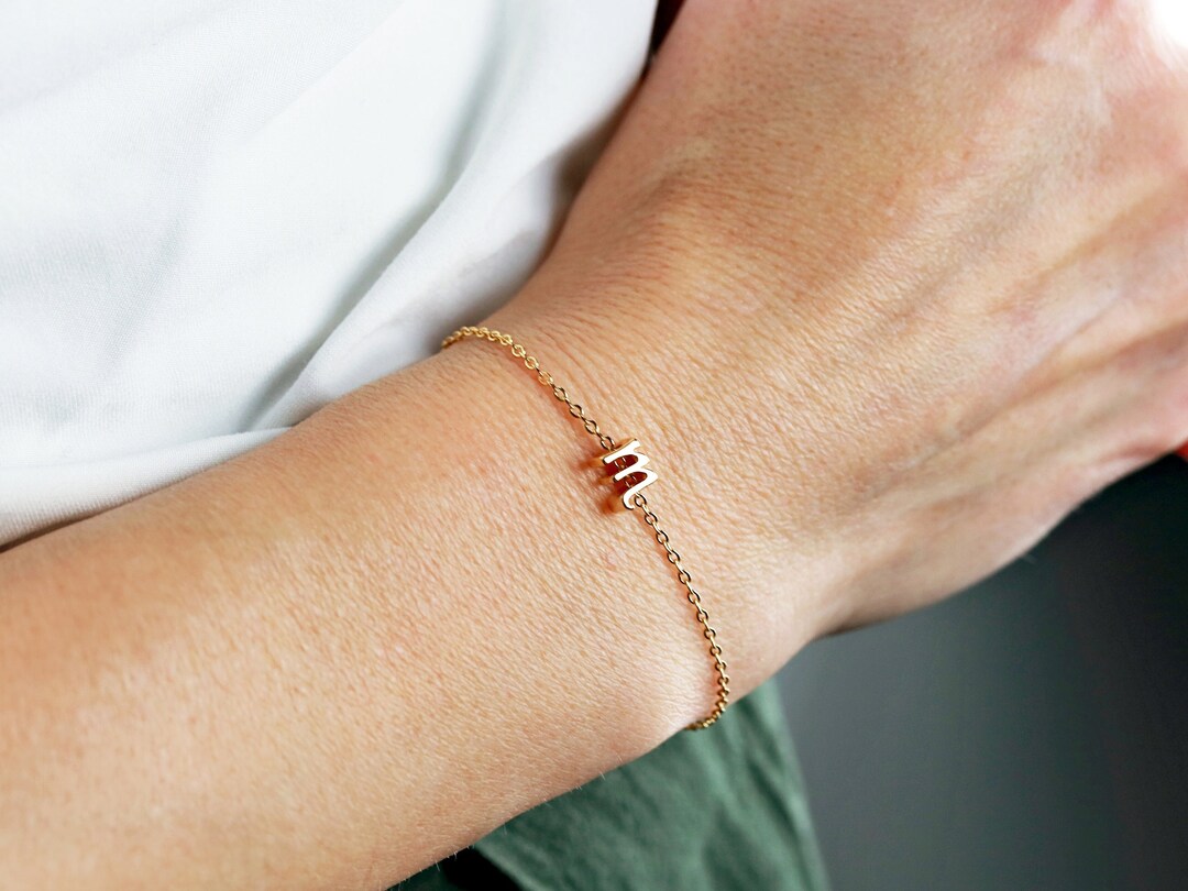Initial Bracelet • Letter Bracelet • Script Initial • Personalized ...