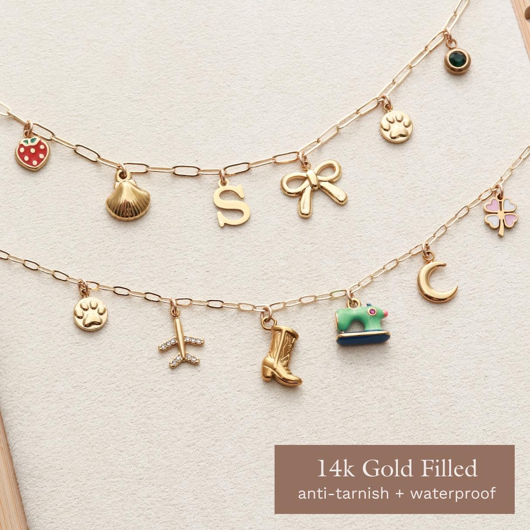Custom Charm Necklace - Build Your Own, Personalized Charm, Multi Charm ...