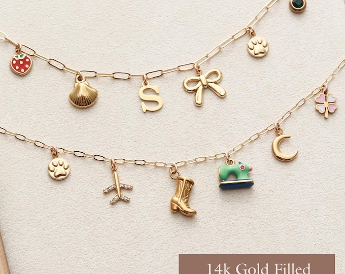 Build Your Own Custom Charm Necklace. Gold Charm Necklace. Custom Charm ...