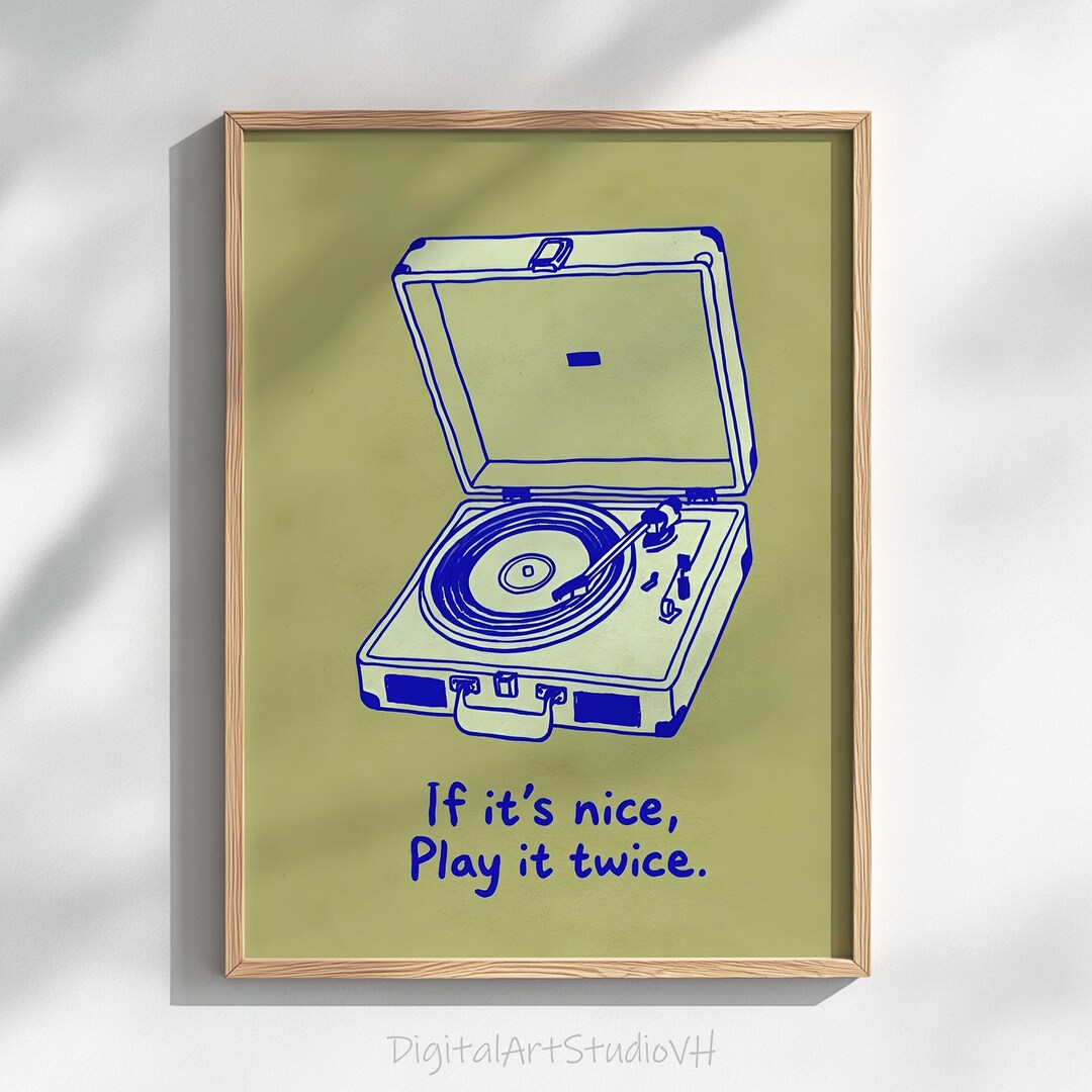 Vintage Record Player Print - Retro Music Illustration (digital ...
