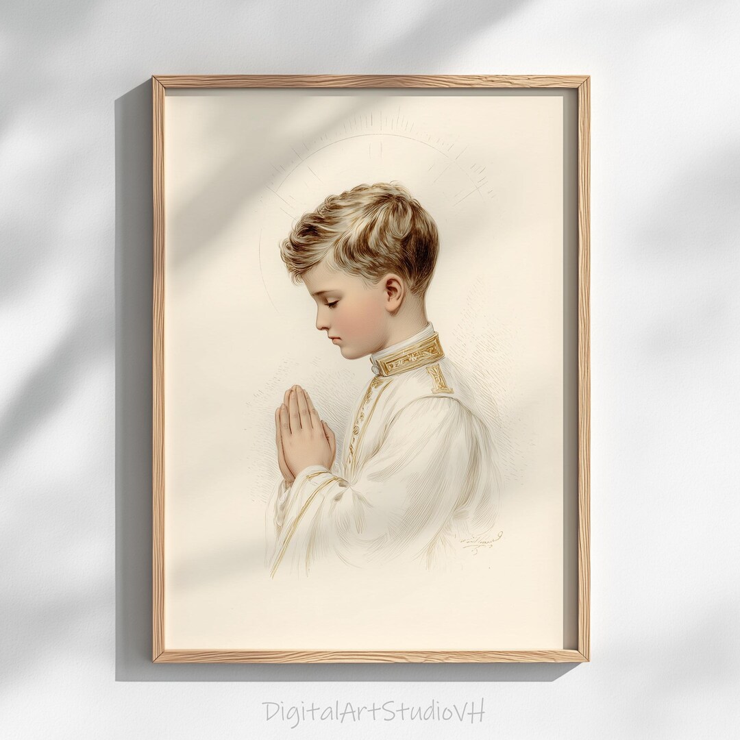 Vintage First Communion Boy Portrait – Religious AI Art (digital ...
