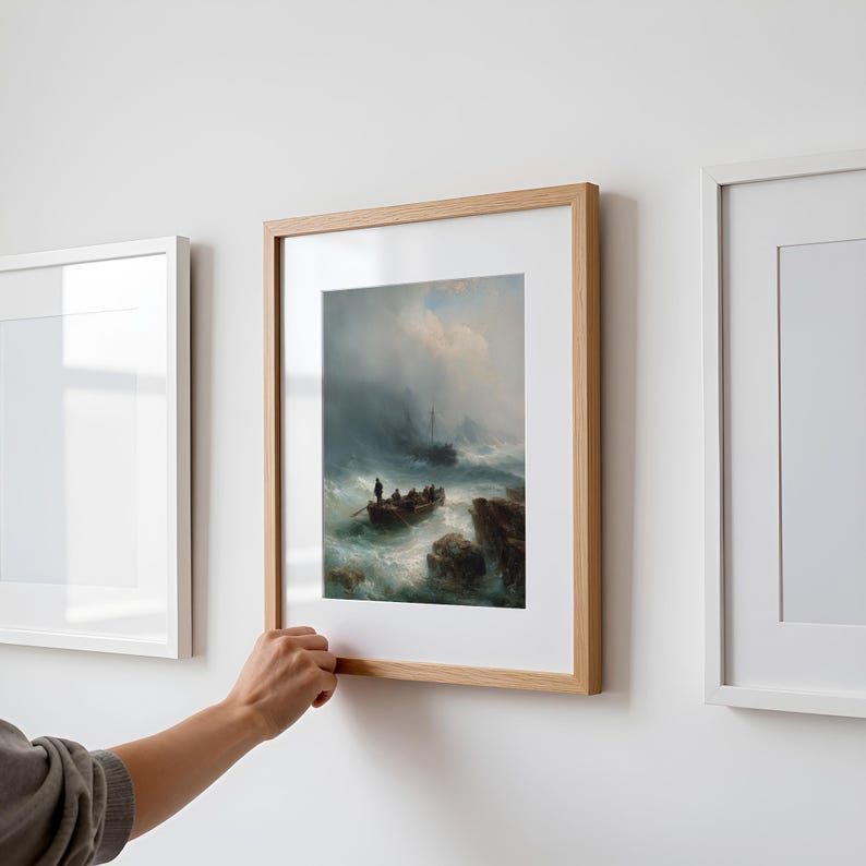 Stormy Seascape Art Print – Shipwrecked Sailors, Vintage Nautical ...