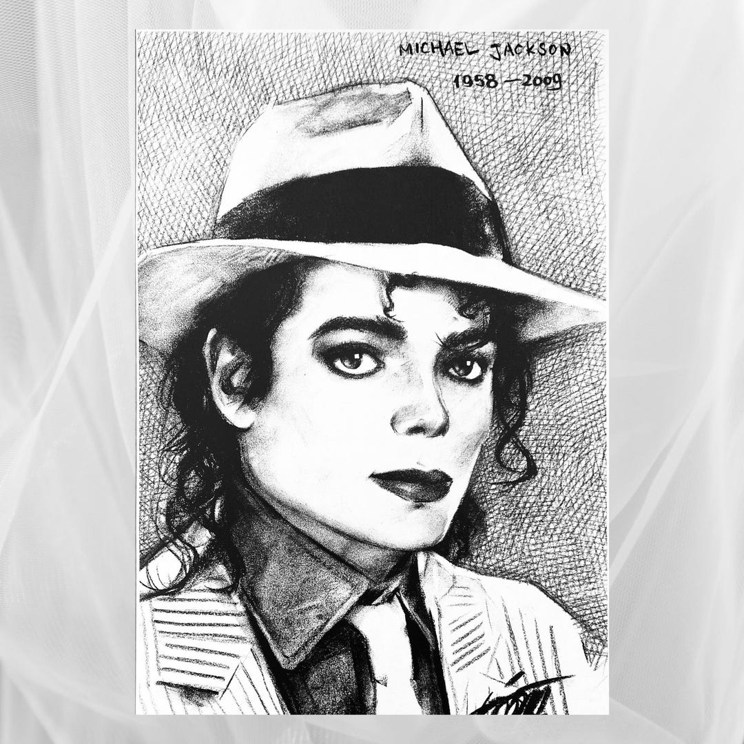 Charcoal Drawing: "michael Jackson | Hat" - Etsy