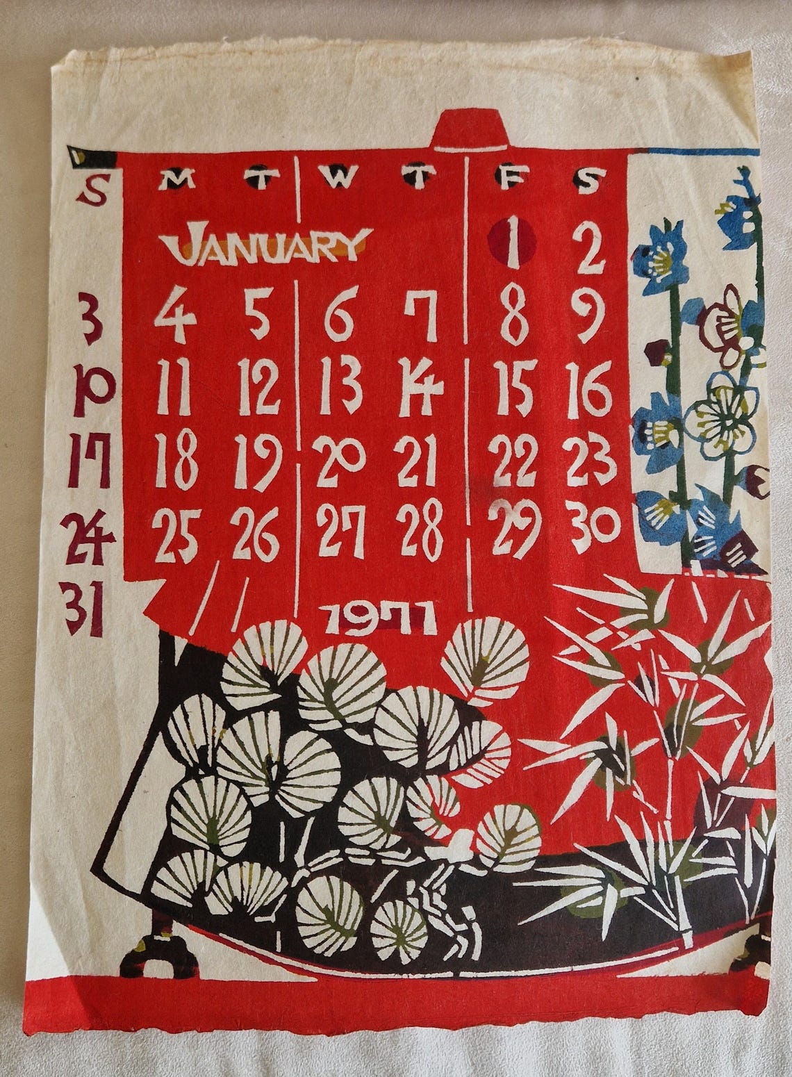 Jan April Individual Calendar Pages Exquisite Mingei Stencil Dyed ...