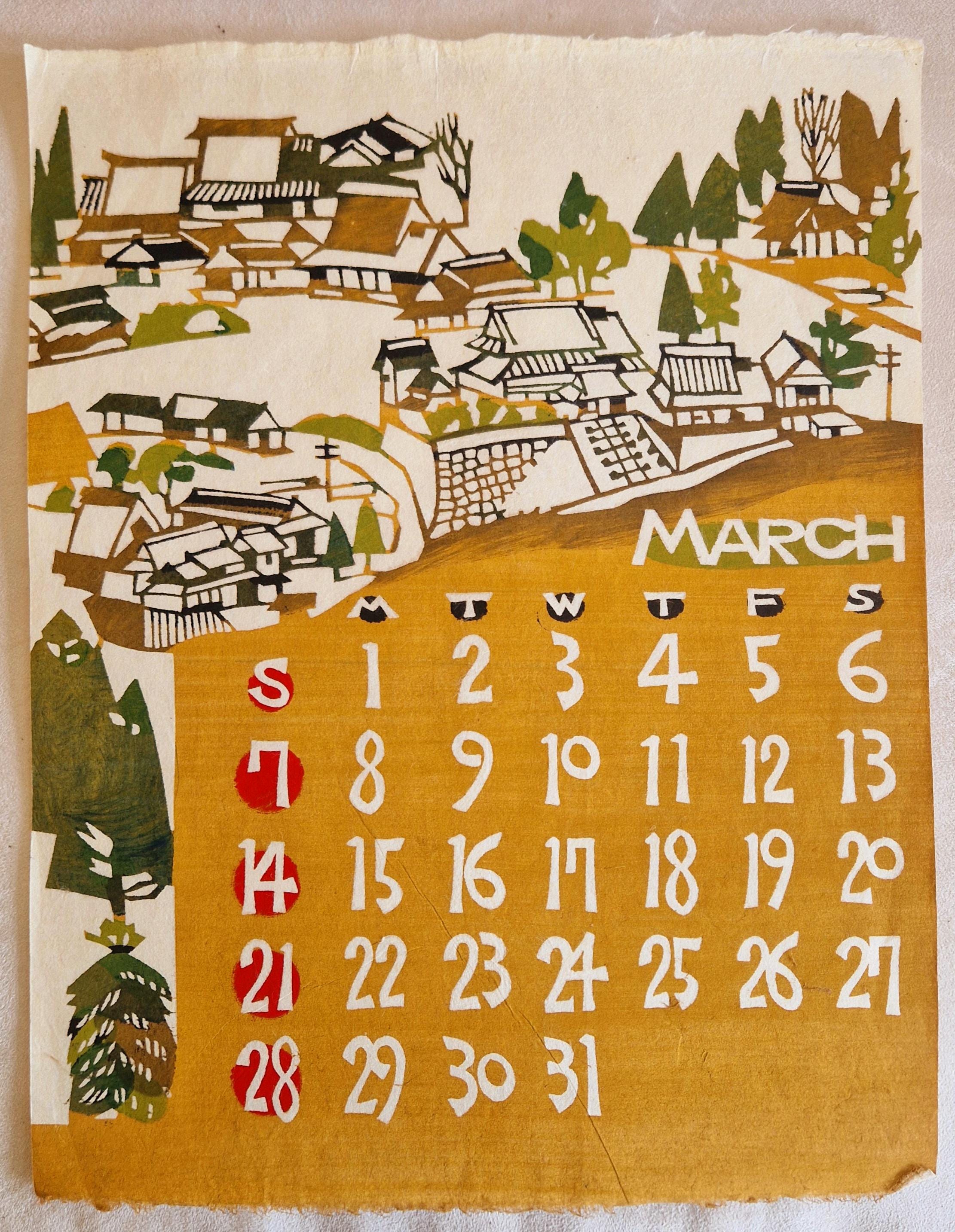 Jan April Individual Calendar Pages Exquisite Mingei Stencil Dyed ...