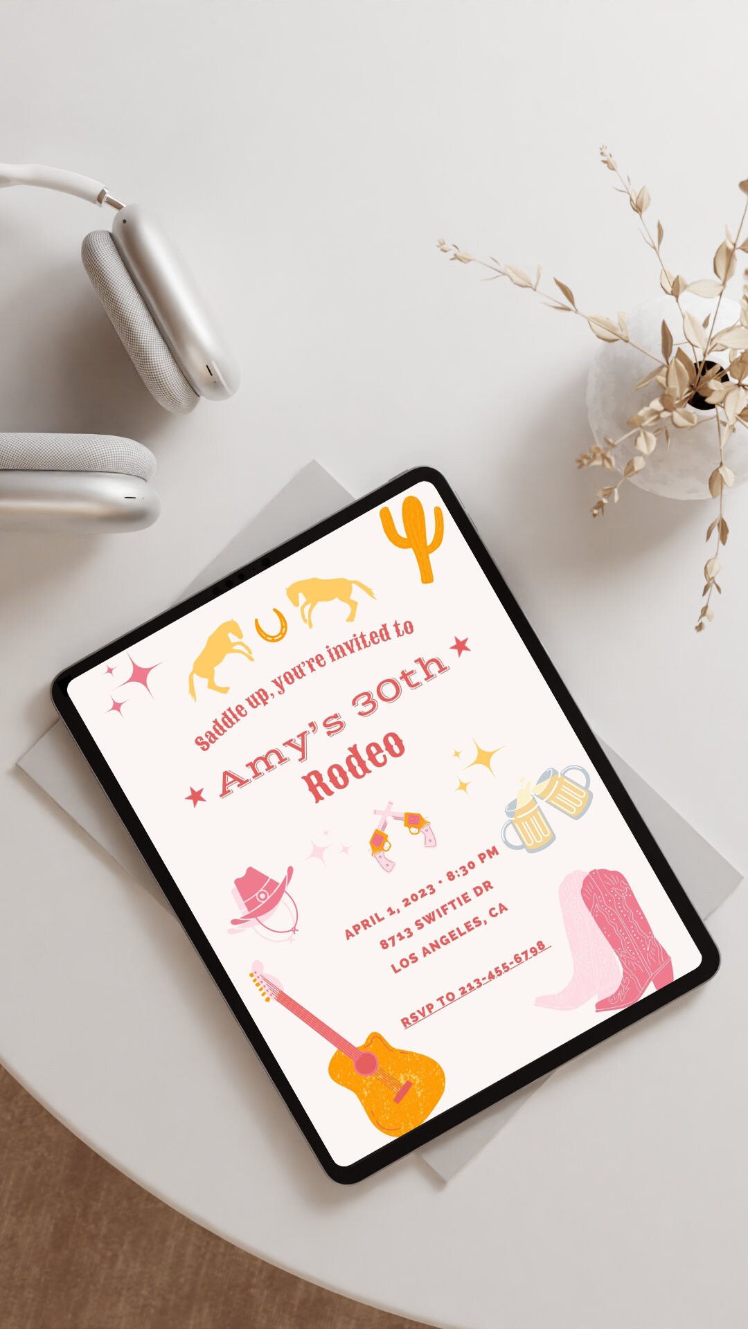 Custom Rodeo-themed Party Invitation Digital Print for Birthdays ...