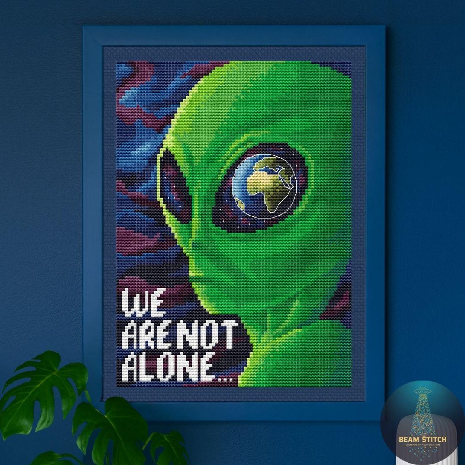 Alien UFO Cross Stitch Pattern: Glow-in-dark Embroidery (PDF + SAGA ...