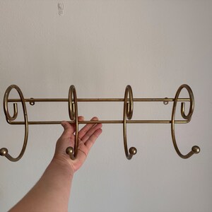 VINTAGE Brass Tone Metal Wall Mount COAT and Hat RACK Aged Rustic ...